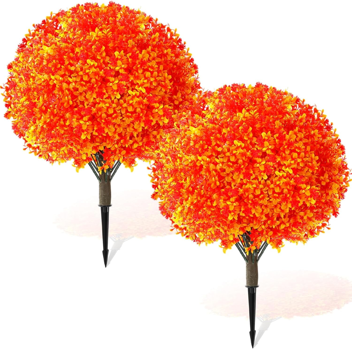 JEWLALO 2PCS Artificial Boxwood Topiary Ball Tree, Fake Bushes Shrubs ...
