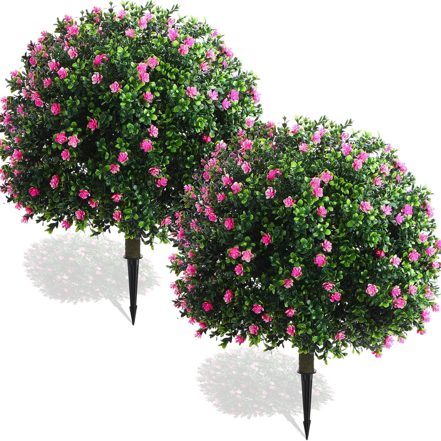 JEWLALO 2PCS Artificial Boxwood Topiary Ball Tree, Fake Bushes Shrubs ...