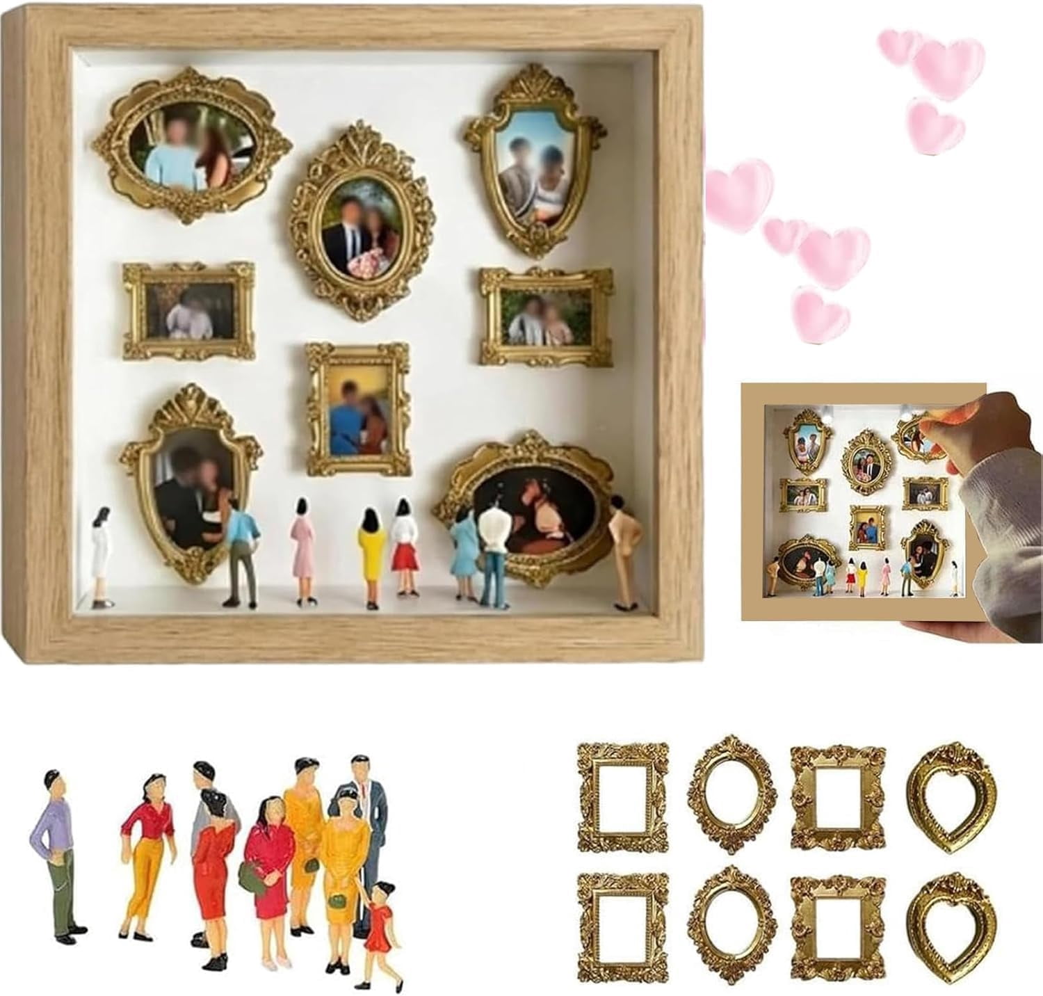 JEWLALO DIY Mini Gold Frames Silhouette Box, Gold Miniature Museum ...