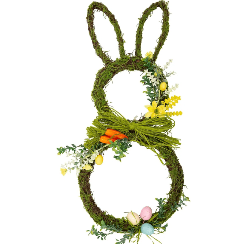 JEWLALO Easter Rabbit Faux Lighted Rattan 15'' Wreath - Walmart.com