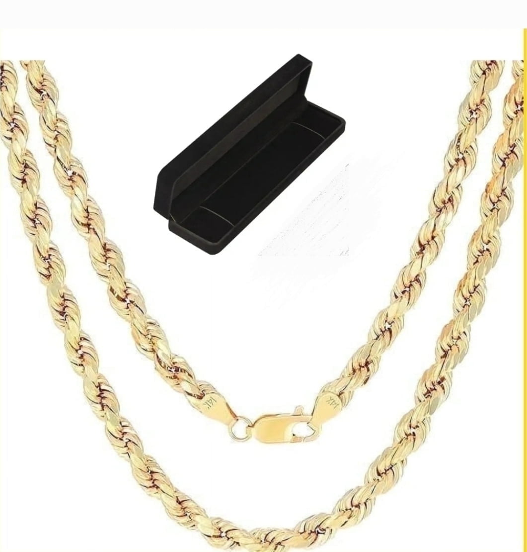 14k Solid Yellow Gold Filled Rope Chain Necklace (5mm 6mm 7mm 8mm) for ...