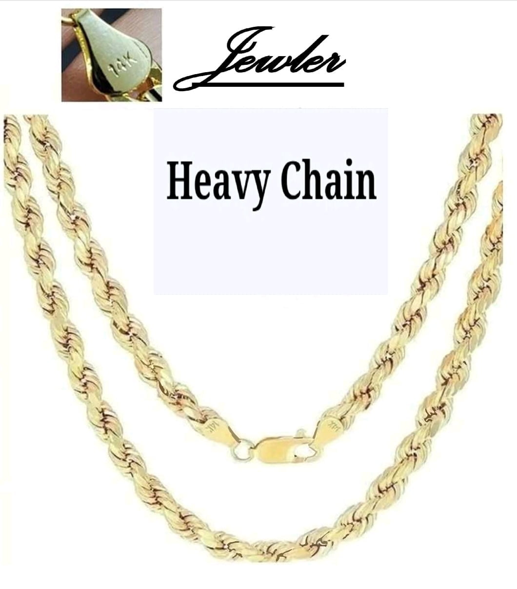 14K Solid Gold Filled Rope Chain Necklace 24 in, 5mm for Women and Men ...