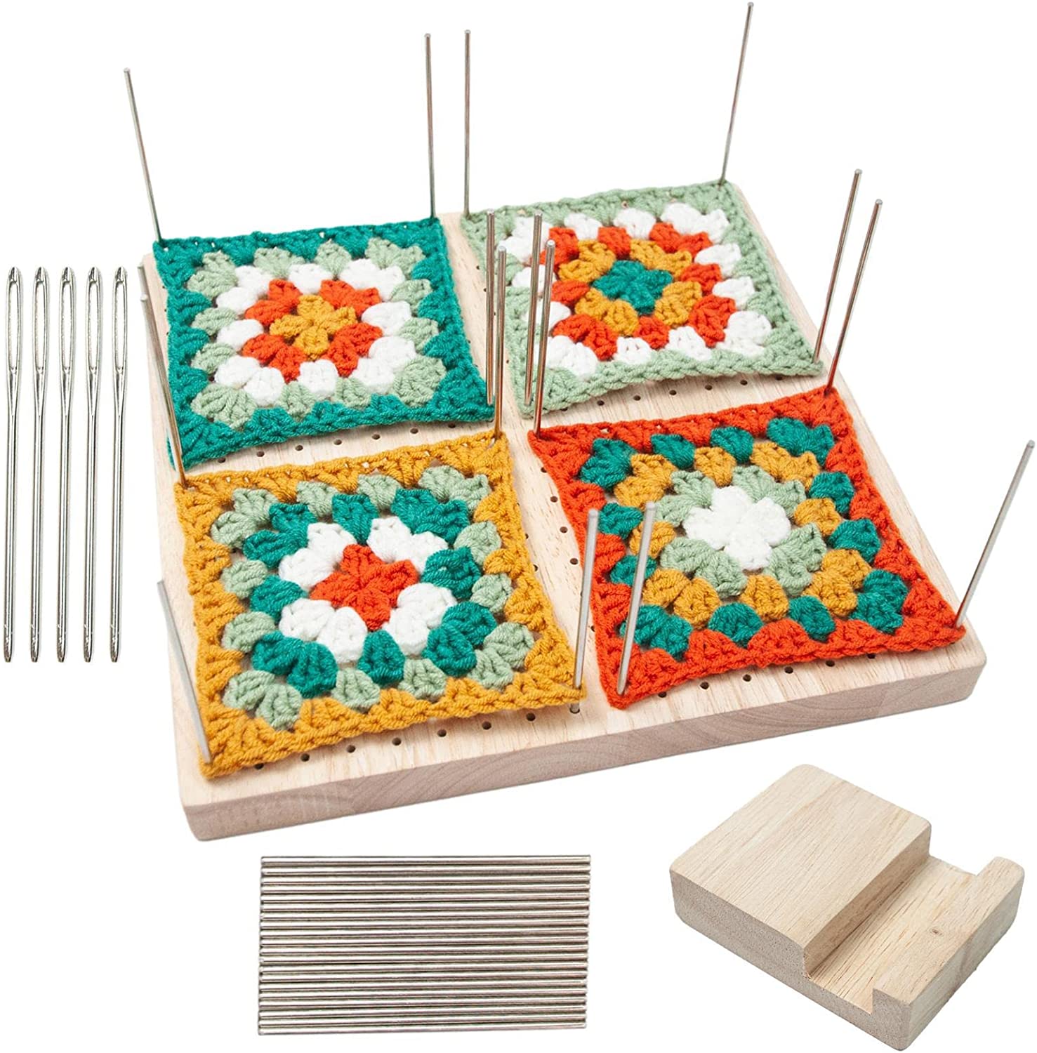 JFBUJC Wooden Blocking Board For Knitting, Blocking Board Hook, Square ...