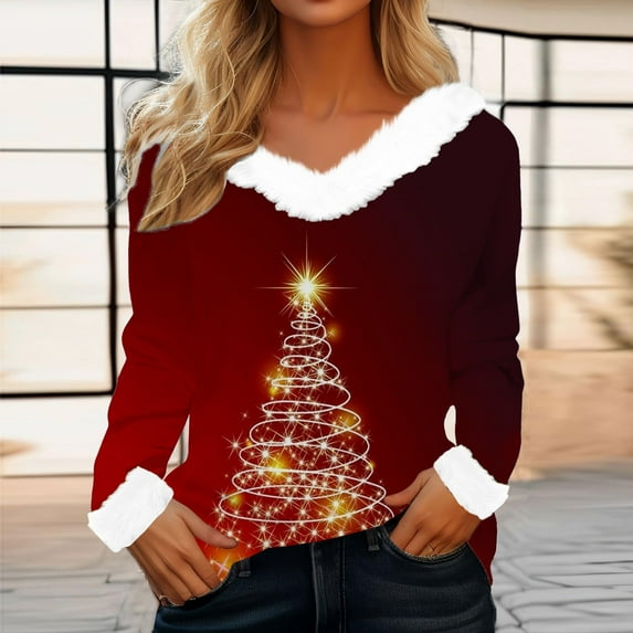 JFGHDG Christmas Sweatshirt Festive Sweaters for Women Womens Sweatshirts Wool Turtleneck Women ...
