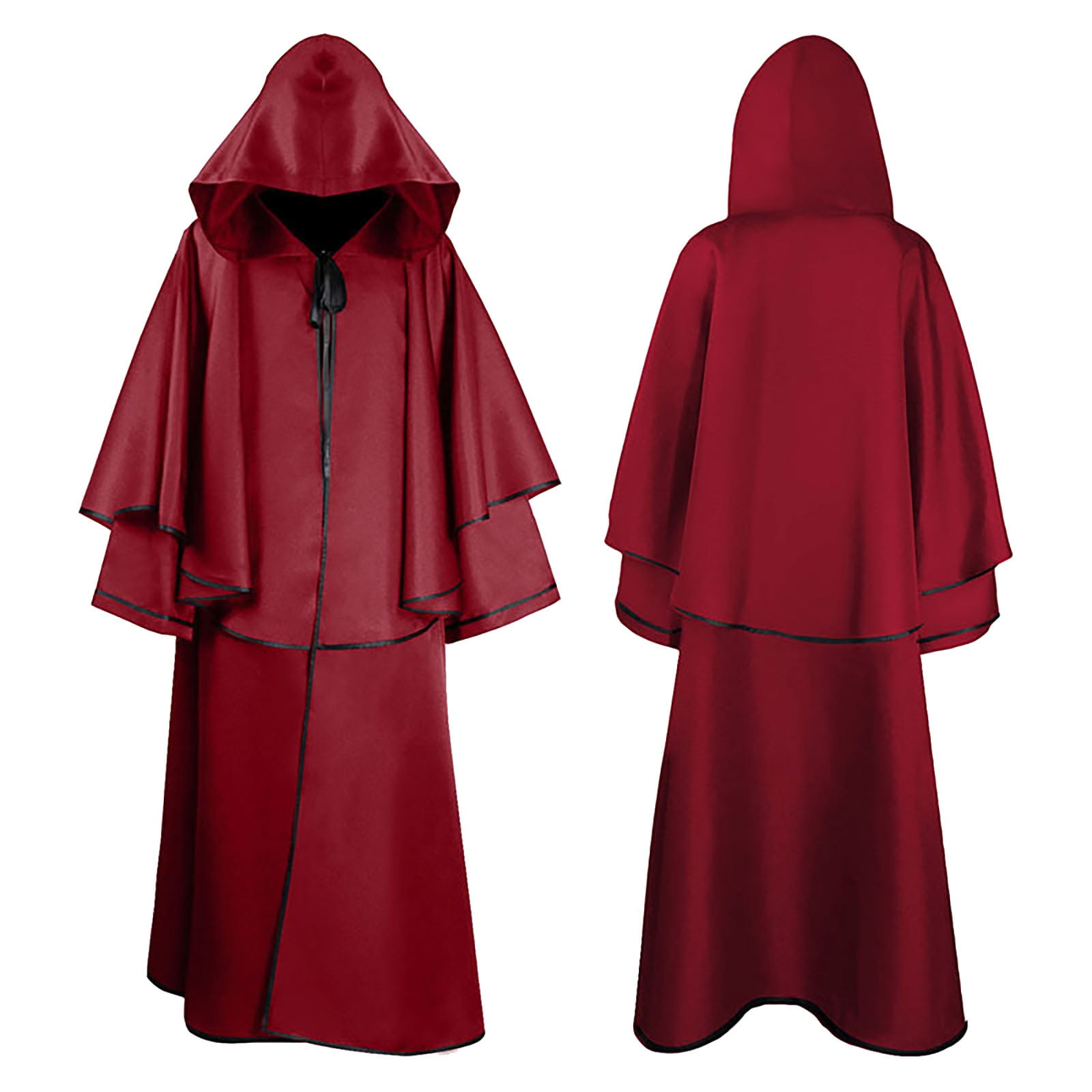 JFGHDG Cloak with Hood Men Medieval Cloak Renaissance Cloak Red Cape ...
