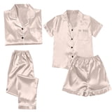 JFGHDG Womens Satin Pajamas Set Button Down Lounge Sets 2 Piece Short ...