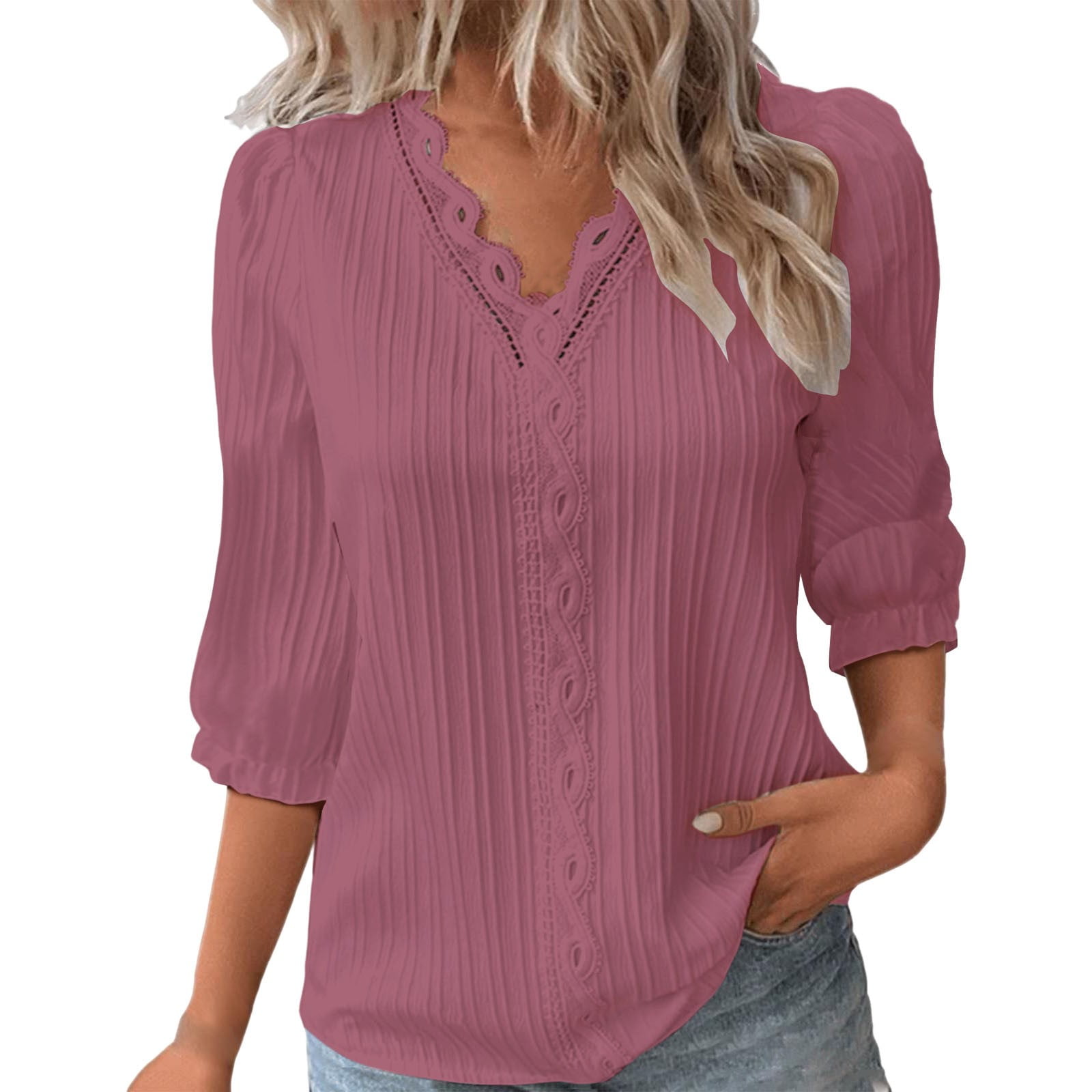 JFGHDG Womens Summer Tops Blouse Casual Hollow Lace Eyelet Embroidered ...