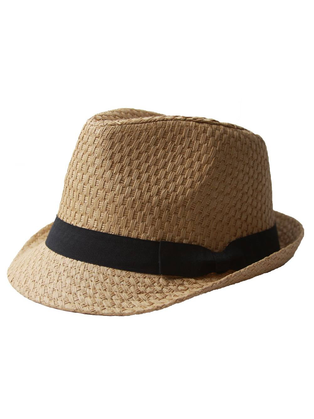 JFH Tweed Straw Cuban Style Fedora - , Natural S/M - Walmart.com
