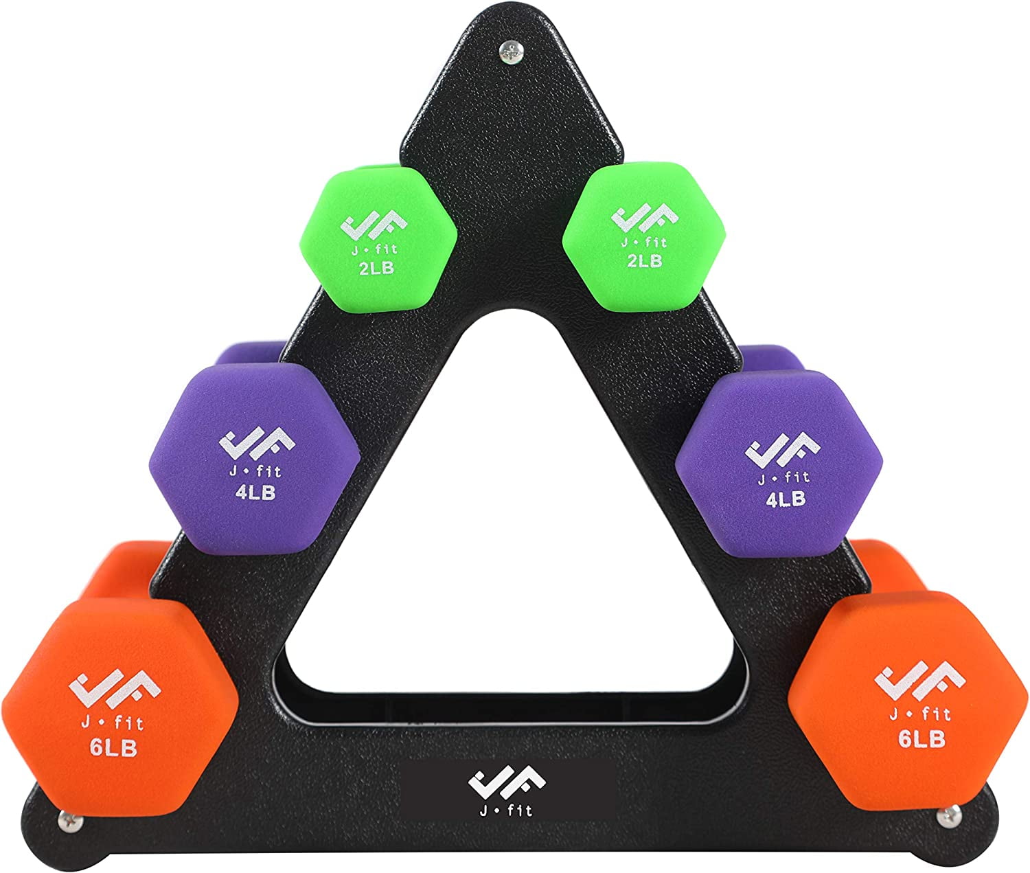 JFIT Dumbbell Set w/Durable Rack, Double Neoprene Coated Workout ...