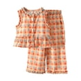 JFOPQVSM Girls' Clothing Sets Sleeveless Bow Crop Top Wide Leg Linen ...