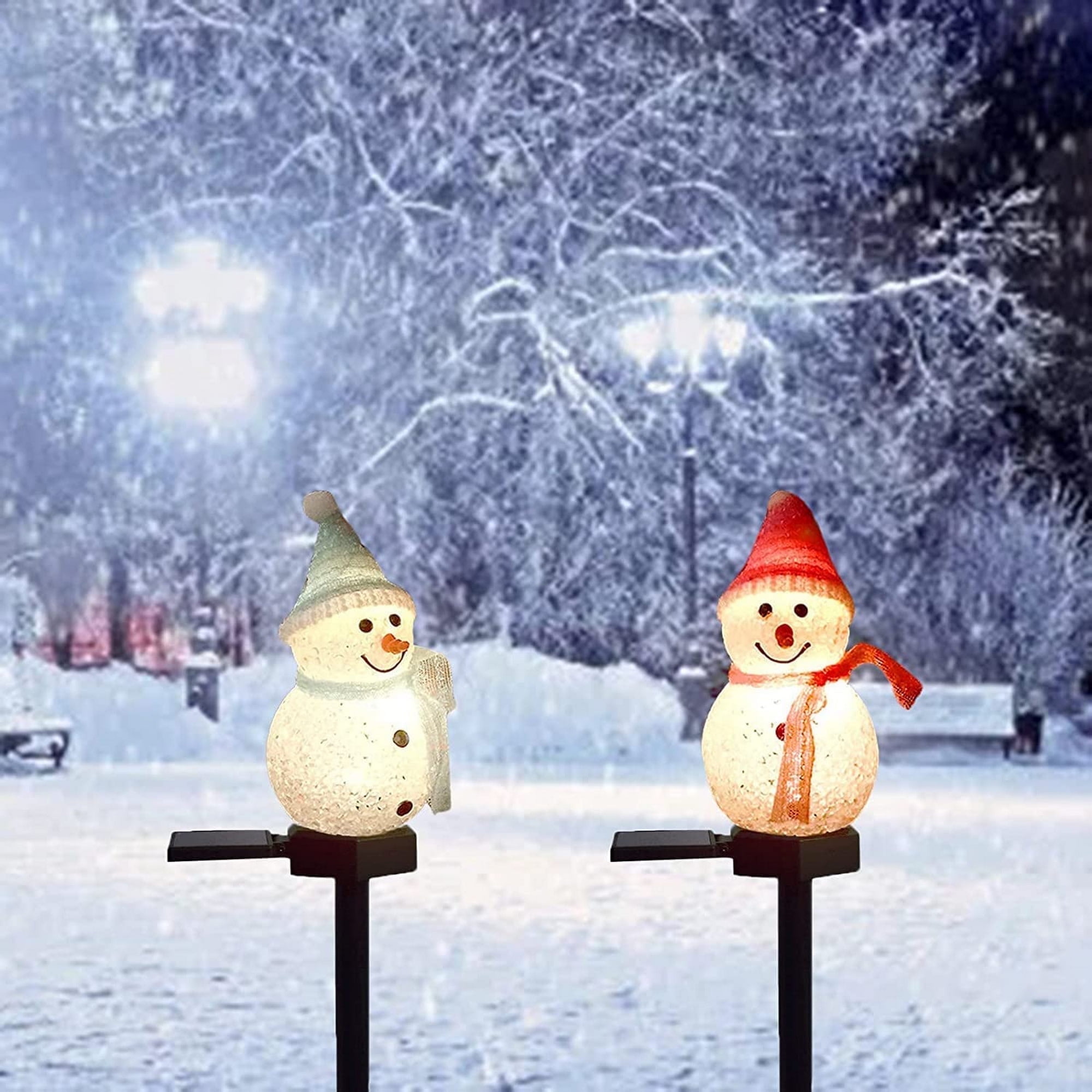 JFRISING 2 Pack Christmas Snowman Decorative Outdoor Solar Lights ...