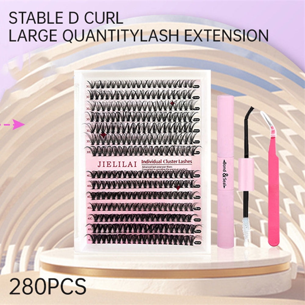 JFY DIY Lash Extension Kit Individual Lashes Cluster D Curl Eyelash ...