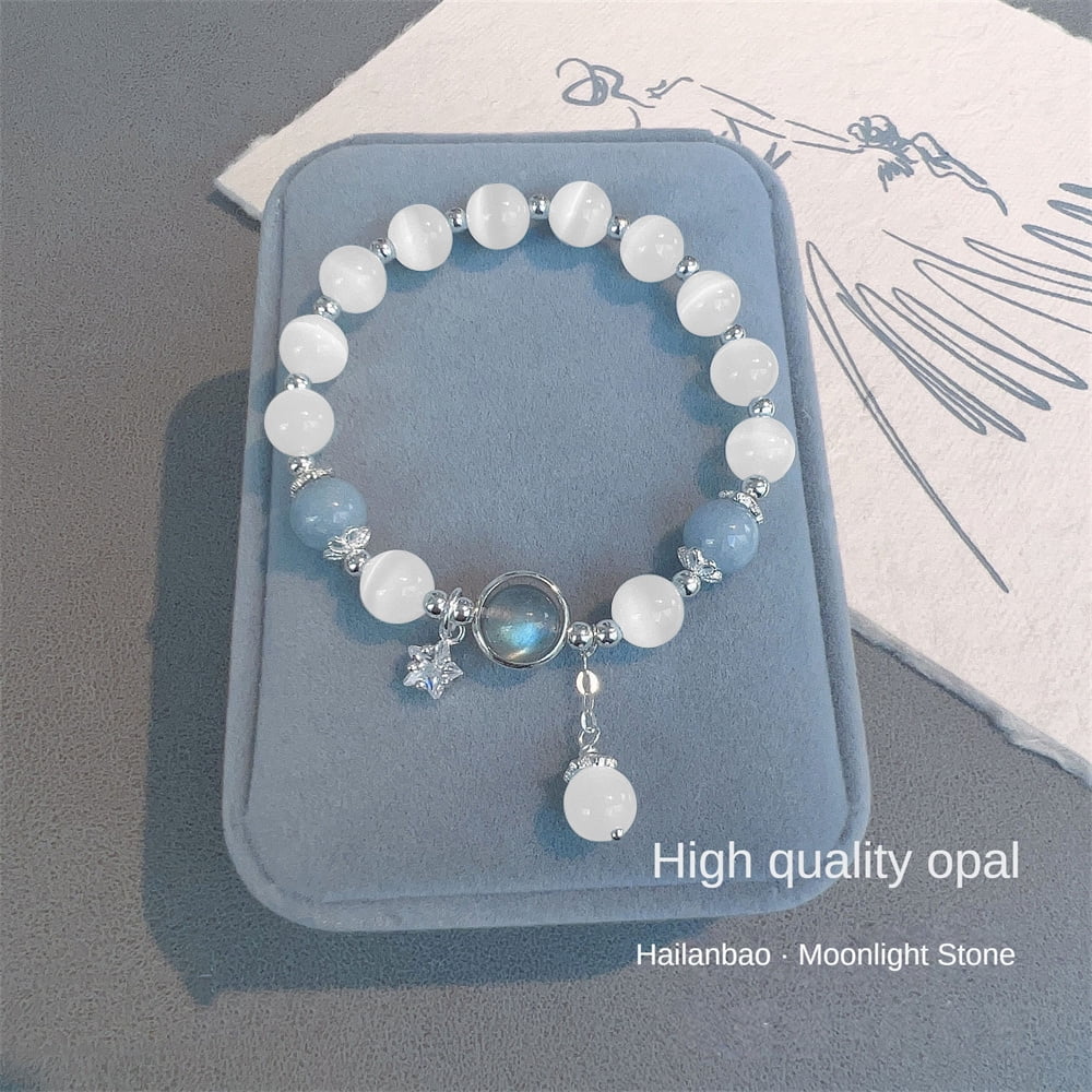 JFY Original Opal Aquamarine Moonlight Crystal Bracelet Light Luxury Elastic Bracelet Girl Women ...