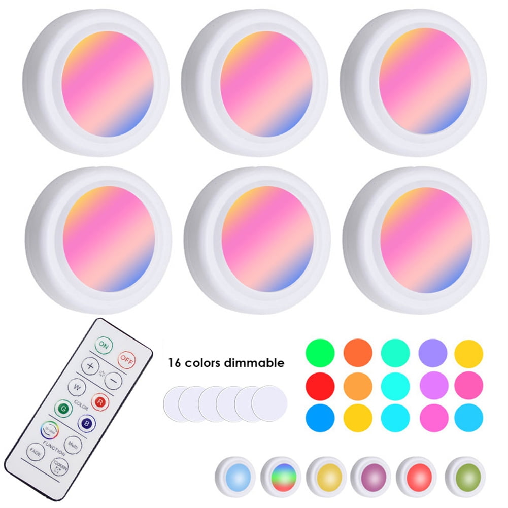 JFY Remote Control LED Puck Lights Dimmable RGBW 16 Colors Kitchen ...