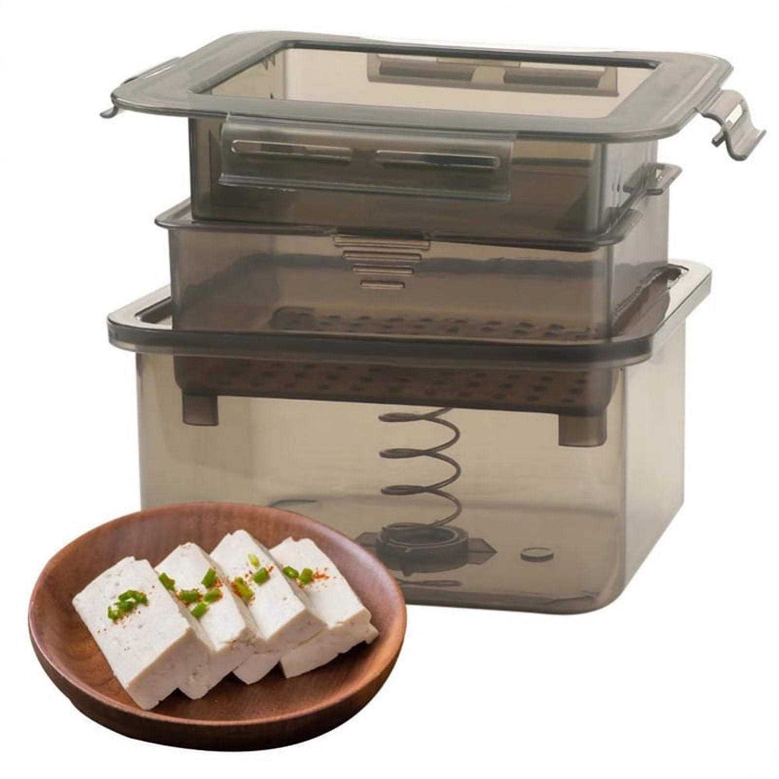 JFY Tofu Press with Built-In Spring and Drain Stray Tofu Press Mold ...