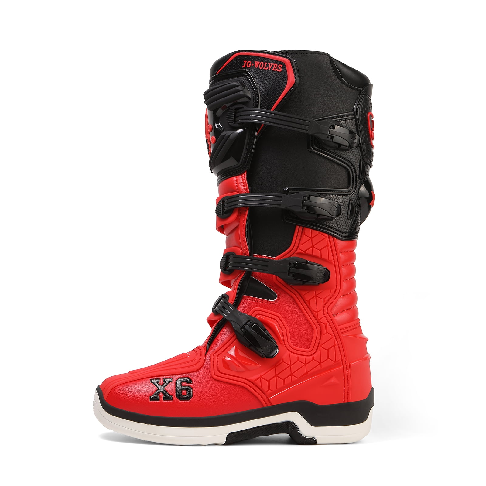 JG WOLVES - Professional motocross boots riding long boots, Red,40 ...