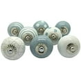 JGARTS Set of 8 Knobs Grey Gray & White Cream Hand Painted Ceramic Knobs Cabinet Drawer Pull ...