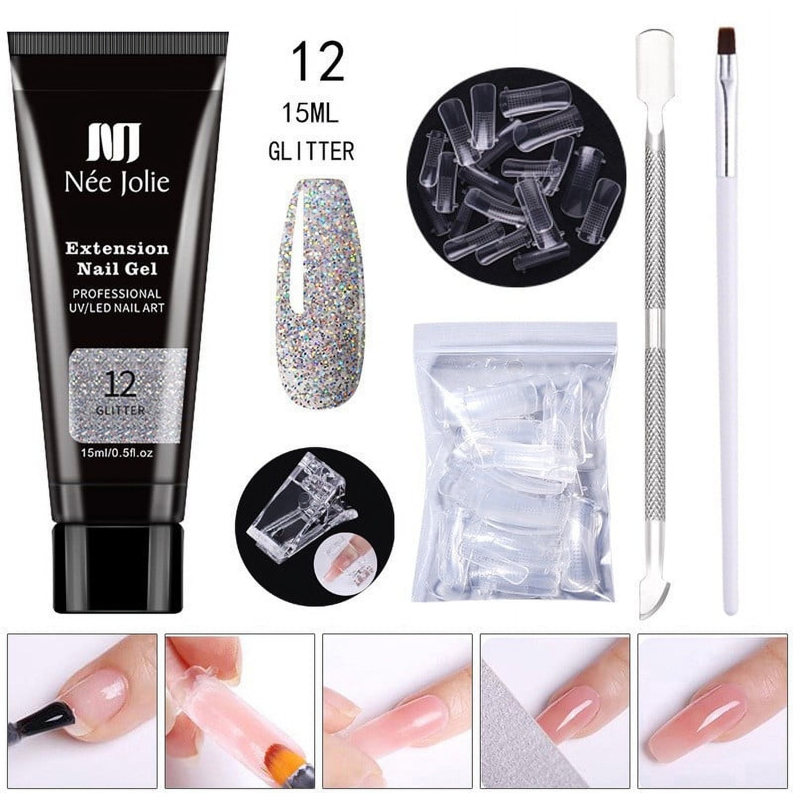 JGF844 12 Colors Poly Extension Gel Nail Kit Nail Gel Starter Kit Nail ...