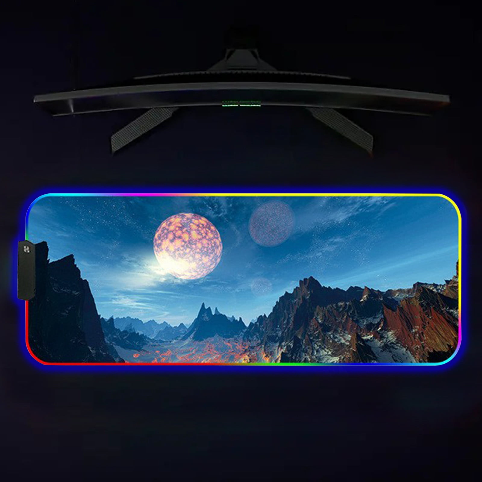 JGF844 RGB Gaming Mouse Mat Pad Large Extended Led Mousepad With 12 Lighting Modes Anti-Slip ...