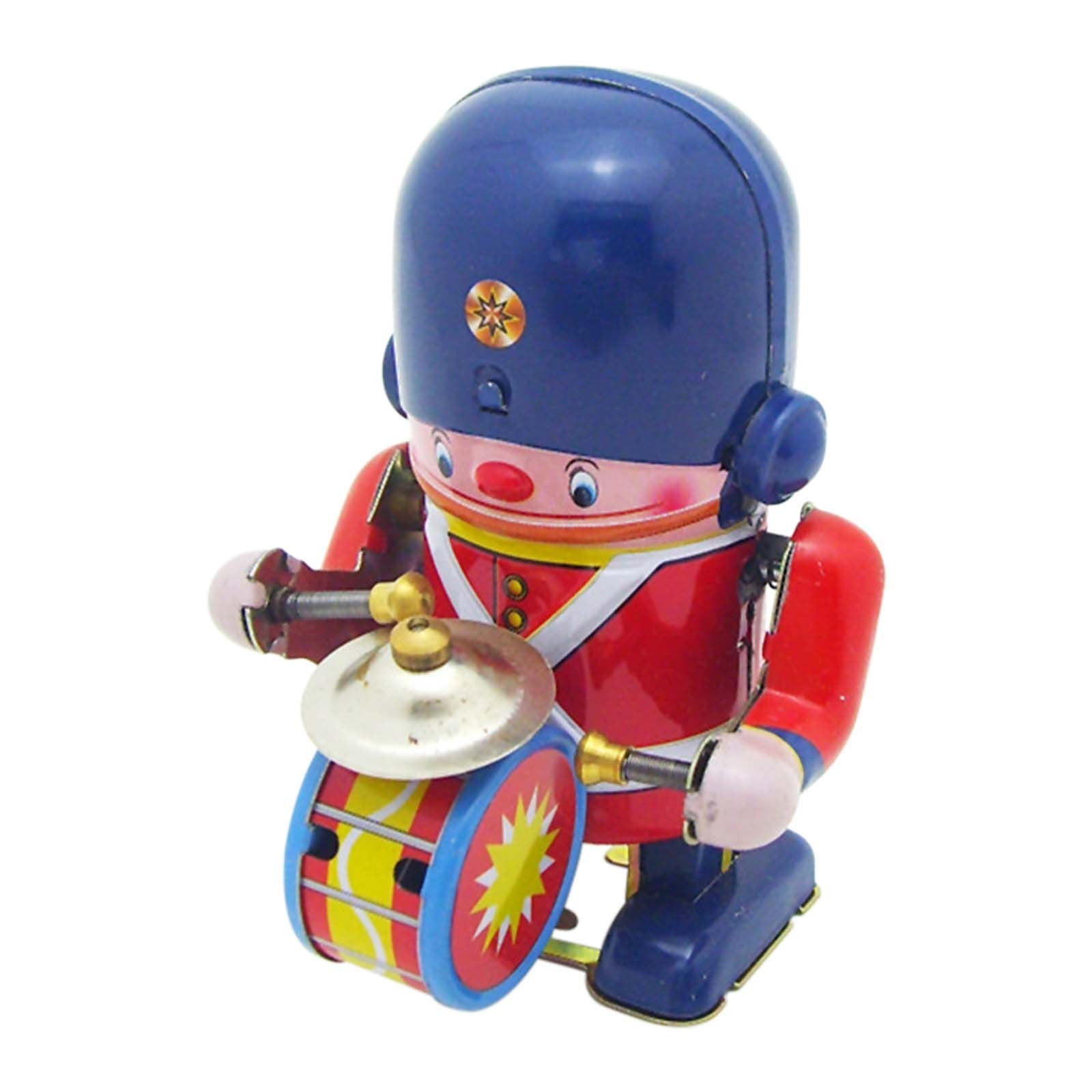 JGF844 Retro Tin Toy Gonging Drumming Robot Adult Collection Walking Adorable Toy Wind-Up Toy ...
