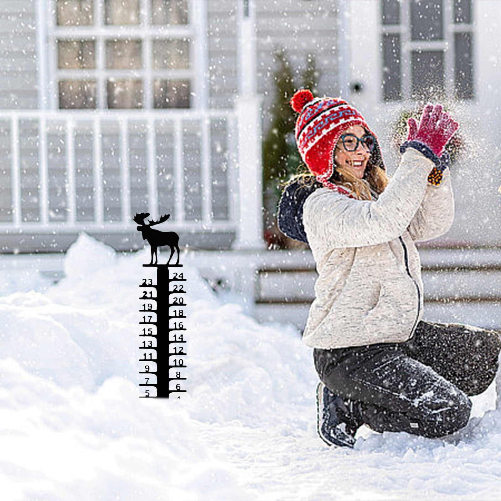 JGF844 Snow Meter Hand Made Metal Outdoor Garden Snow Meter Garden ...