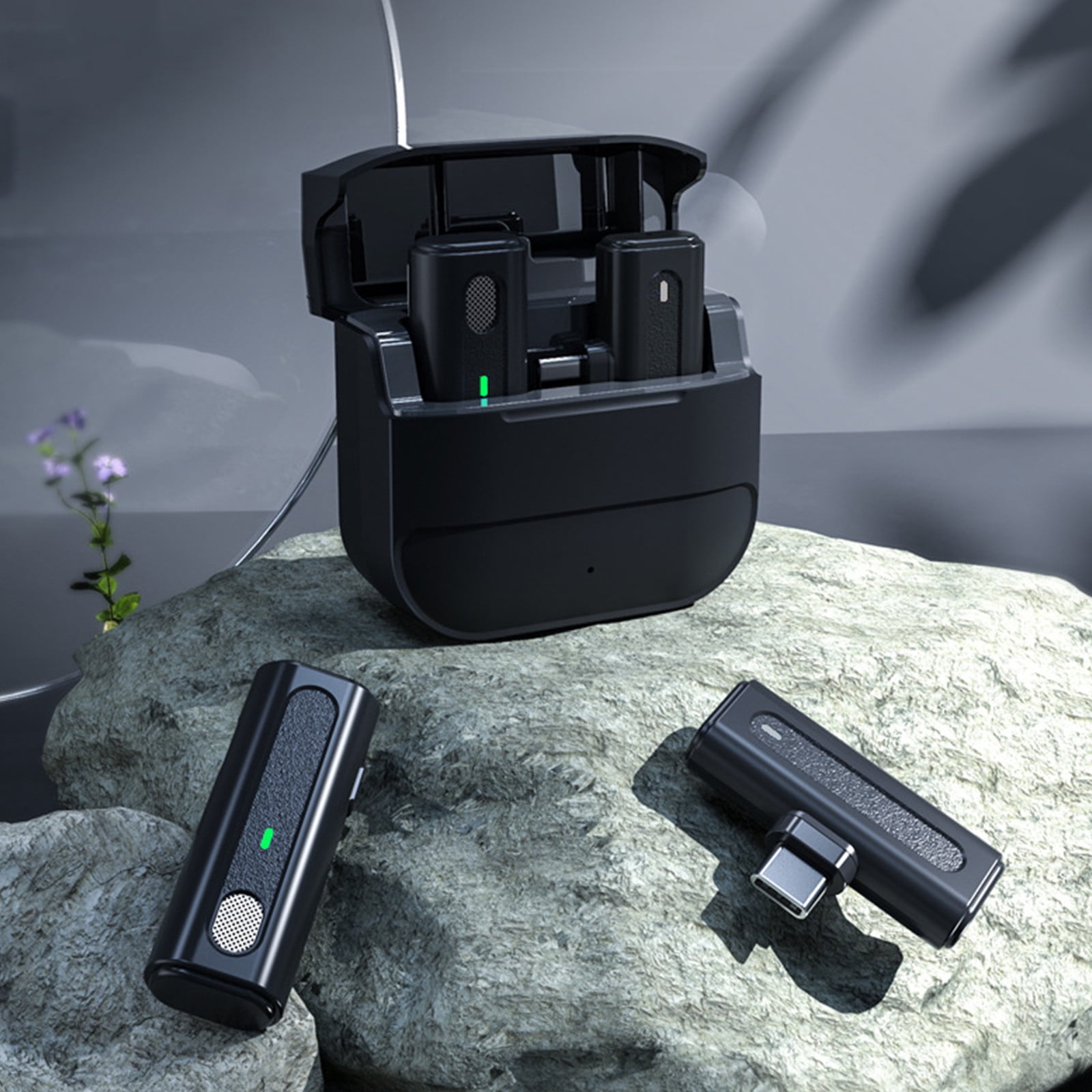 JGF844 Wireless Lavalier Type-C Microphone 2.4GHz Clip-on Lapel Mic ...