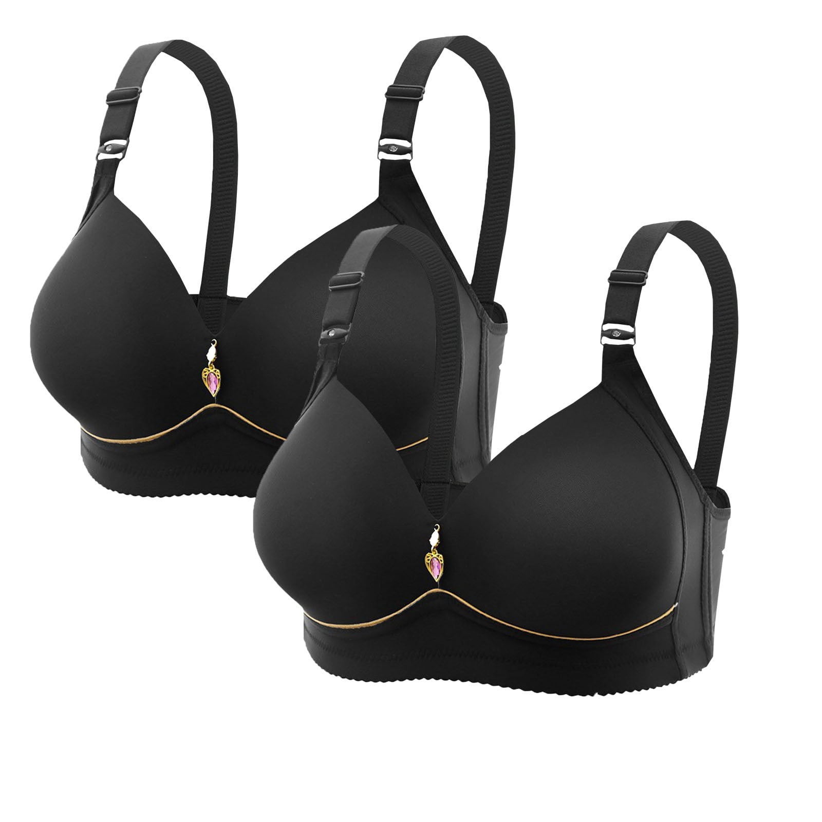 JGGSPWM 2PC Women's No Underwire Push Up Bras Full Coverage Support ...