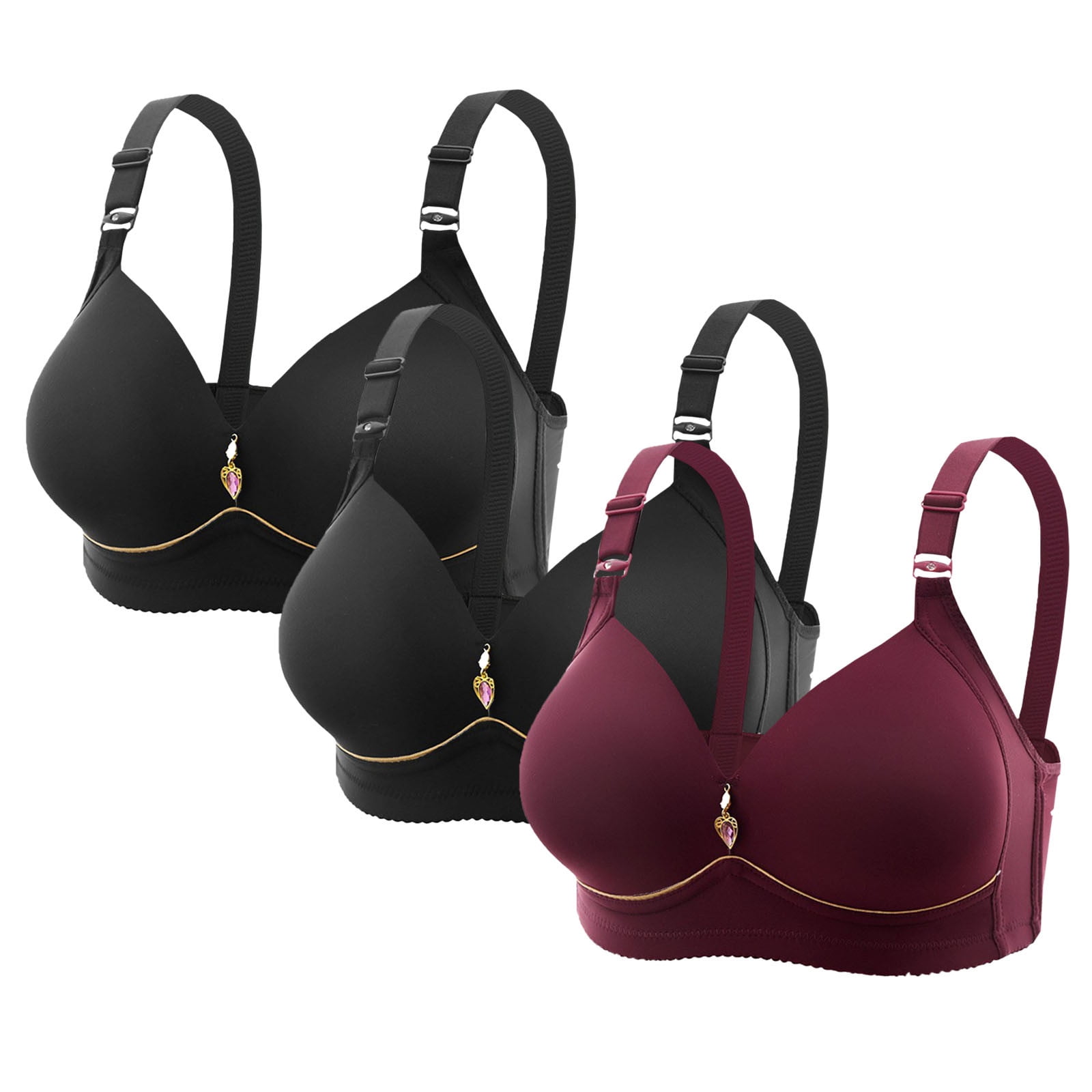 JGGSPWM 2PC Women's No Underwire Push Up Bras Full Coverage Support ...