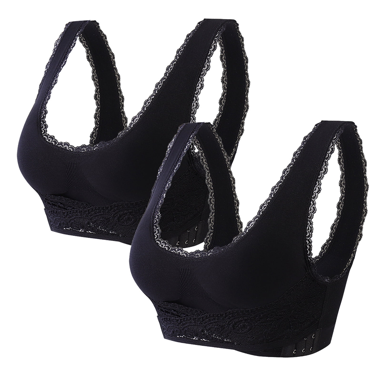 JGGSPWM Bra Comfy Corset Bra Front Cross Support Side Buckle Lace Bras ...