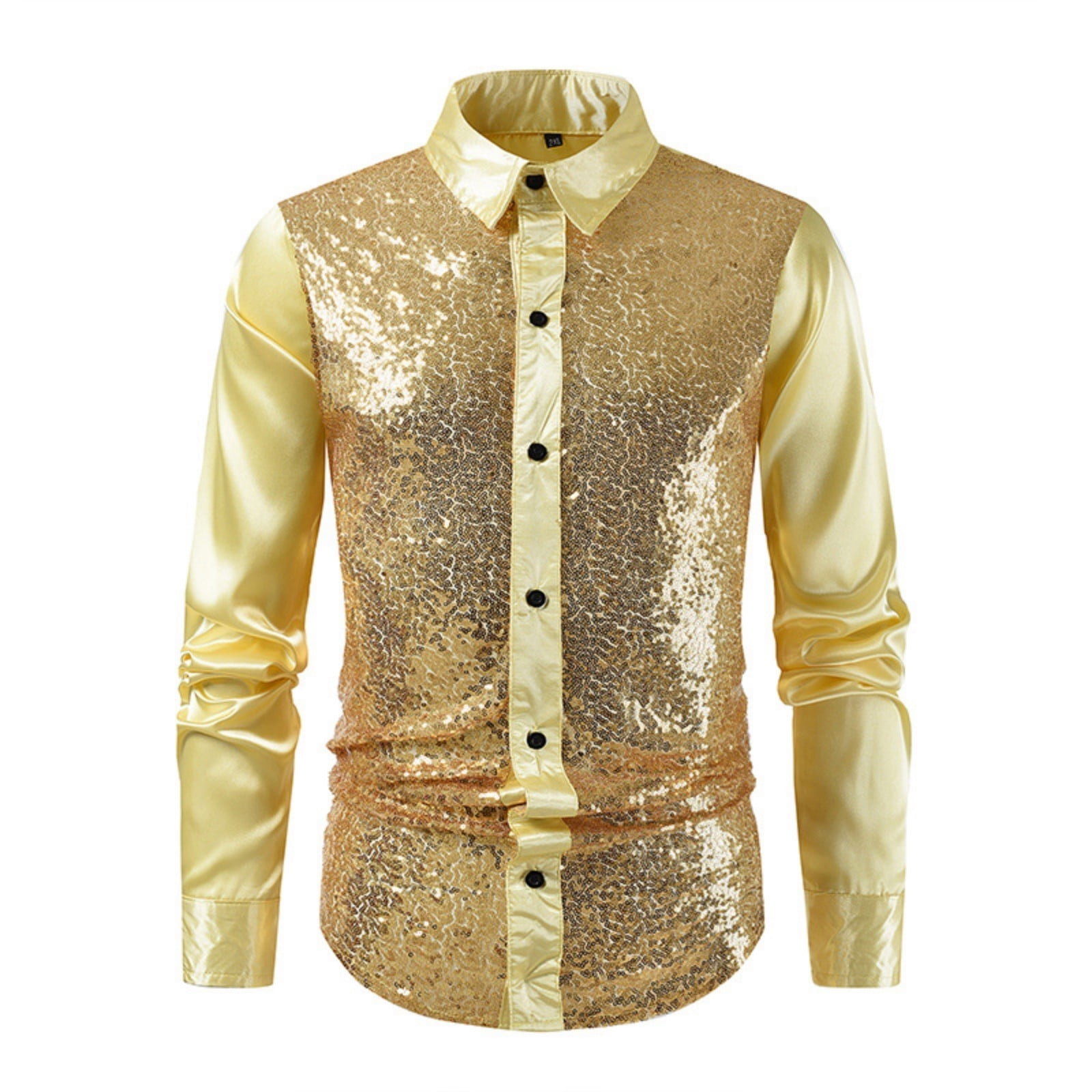 JGGSPWM Men's Trendy Disco Performance Clothing Sequins Shirt Fashion ...