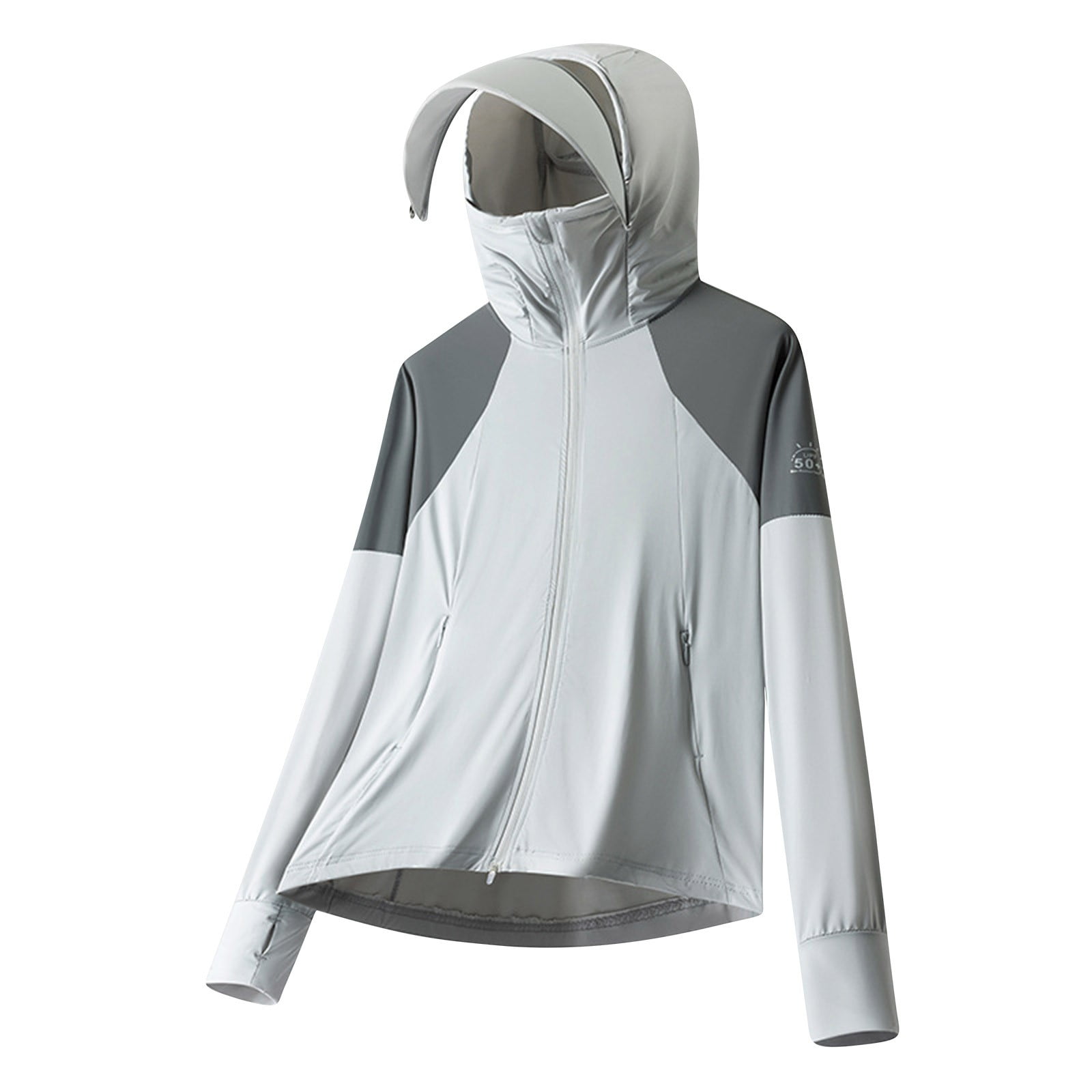 JGGSPWM Men's UPF 50+ Full Zip Light Jacket Hooded Long Sleeve Cooling ...