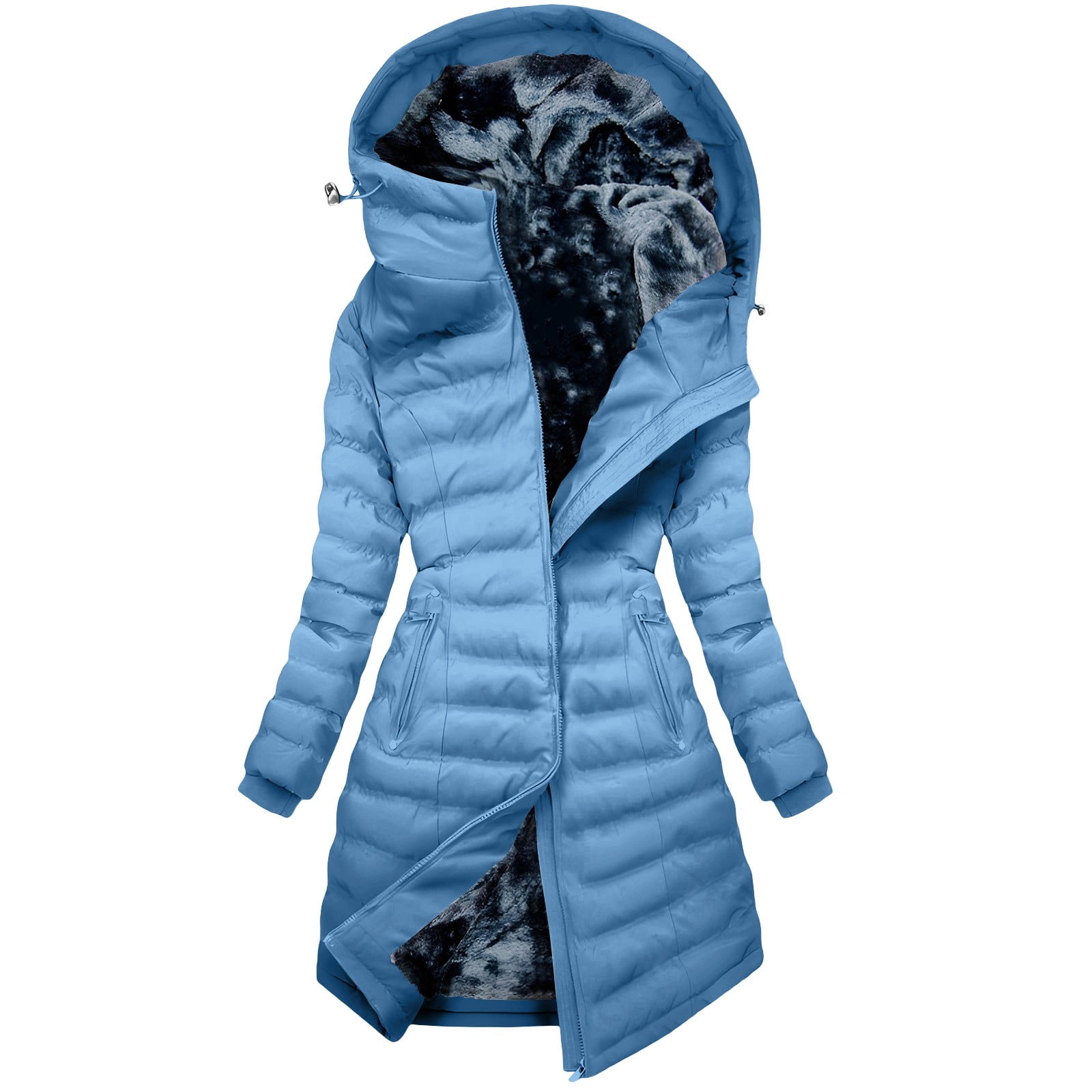 JGGSPWM Puffer Jacket Womens Winter Quilted Coat Thicken Fleece Lined ...