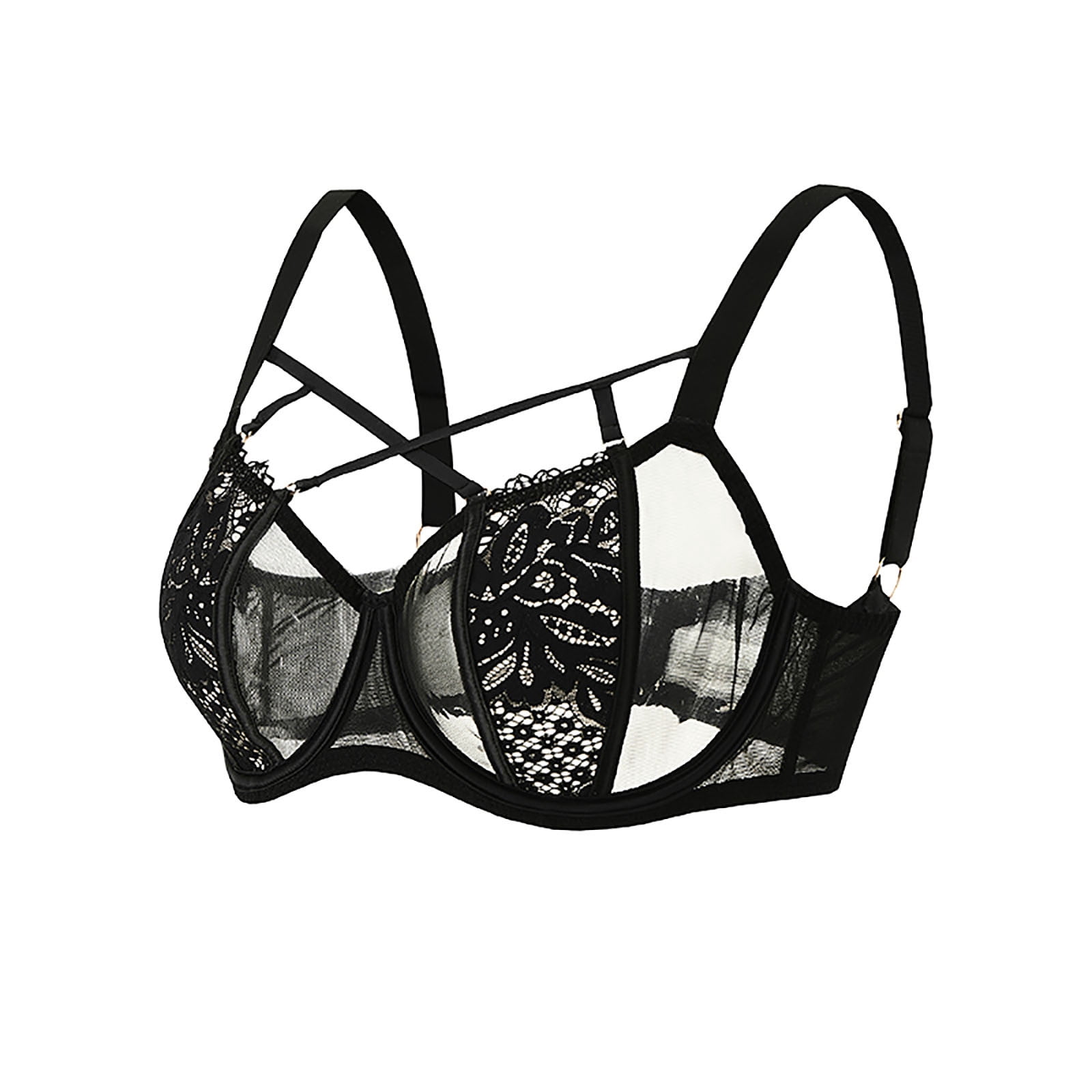 JGGSPWM Sexy Lace Bras for Women See Through Unlined Underwire Push Up ...