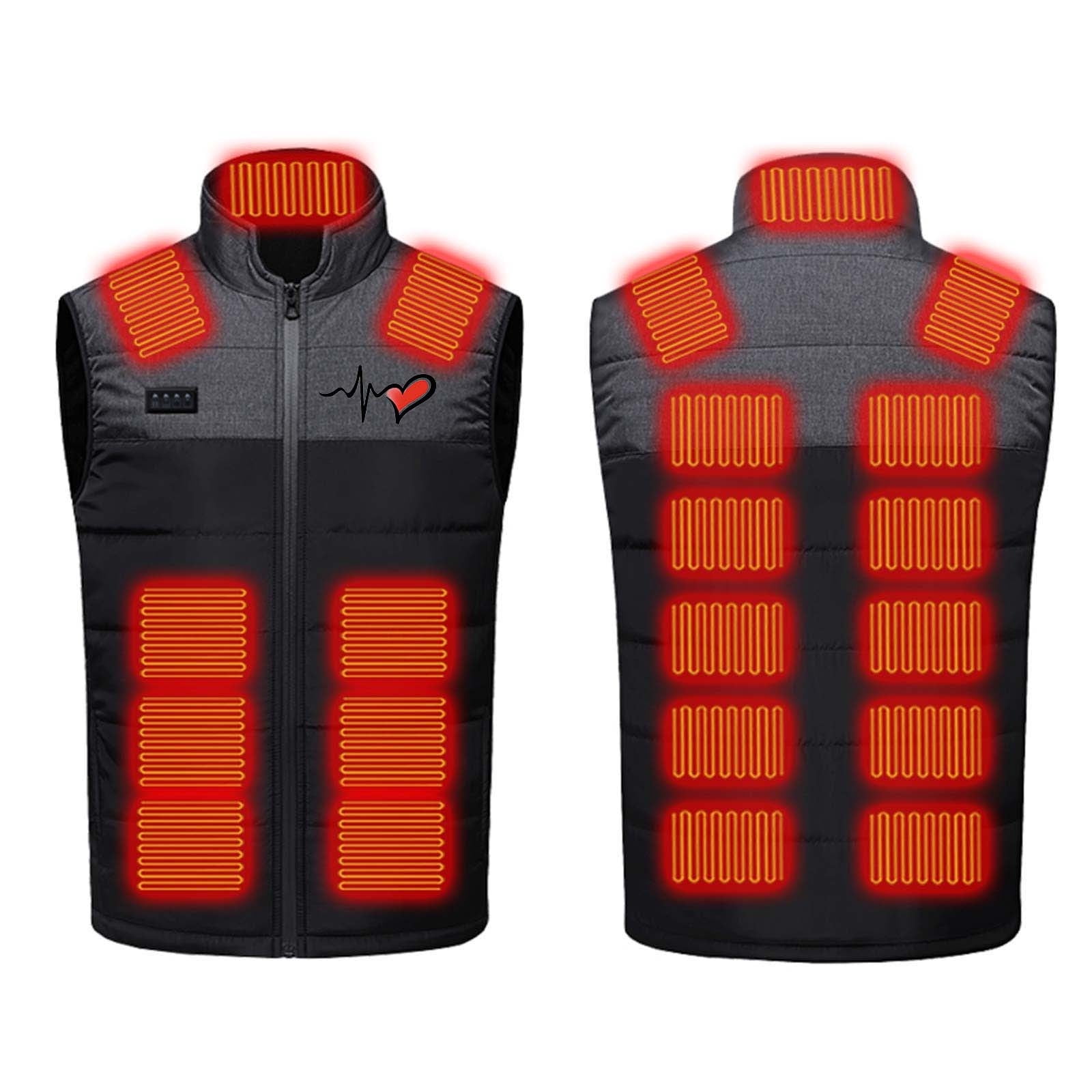 JGGSPWM Unisex Heart Print 4-Zone Heating Smart Vest with 21 Heating ...