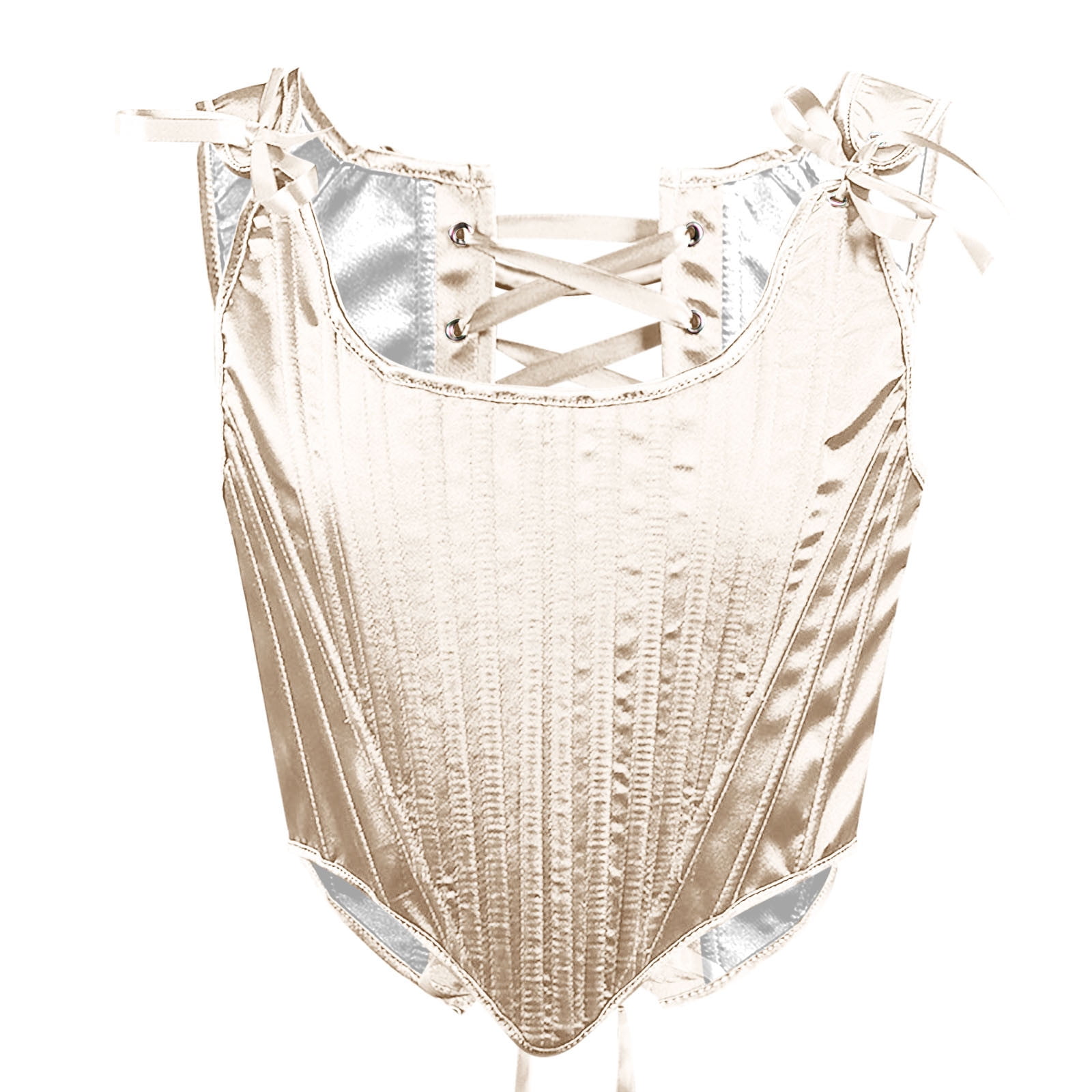 JGGSPWM Vintage Gothic Satin Lace-Up Corset Tops for Women Bustier Body ...