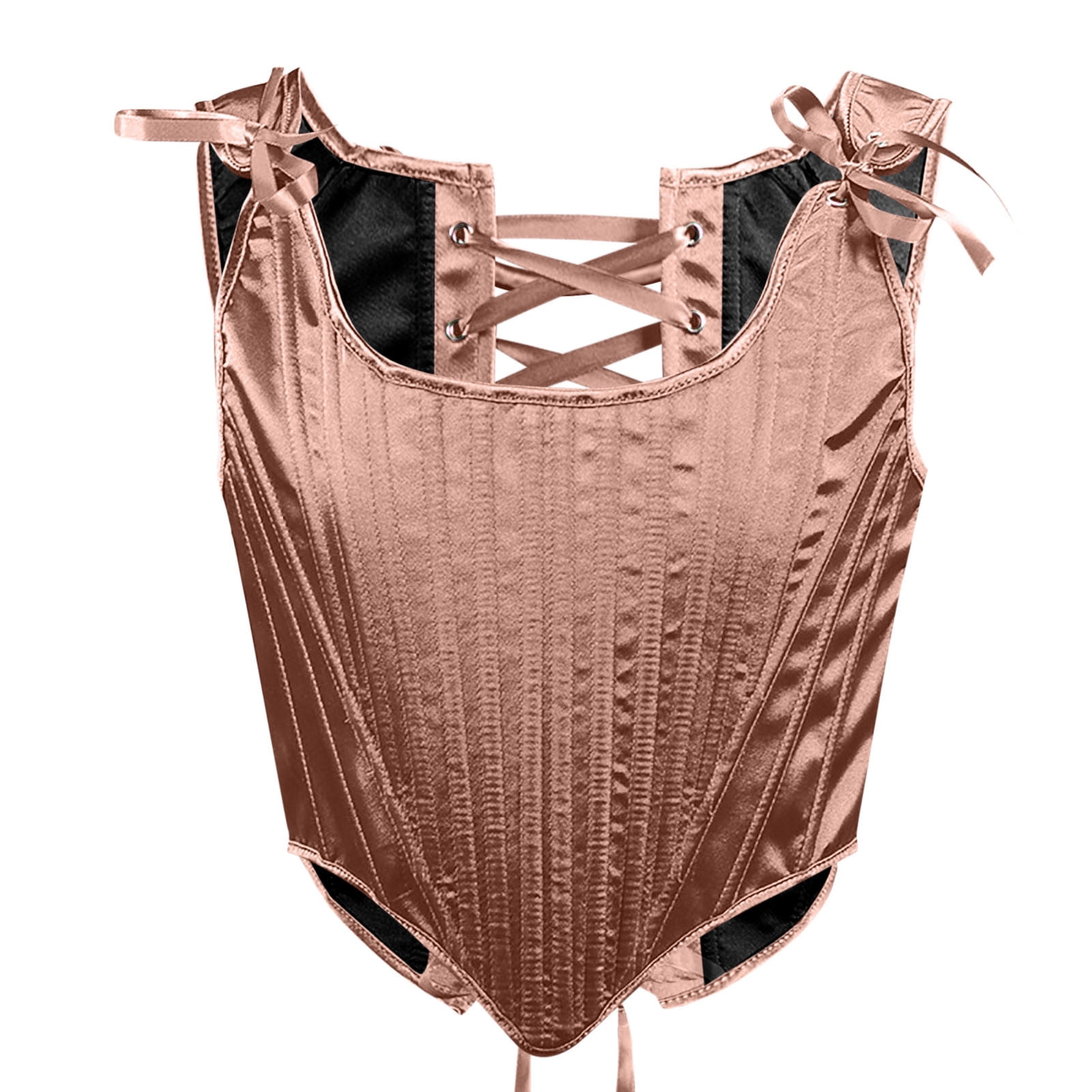 JGGSPWM Vintage Gothic Satin Lace-Up Corset Tops for Women Bustier Body ...