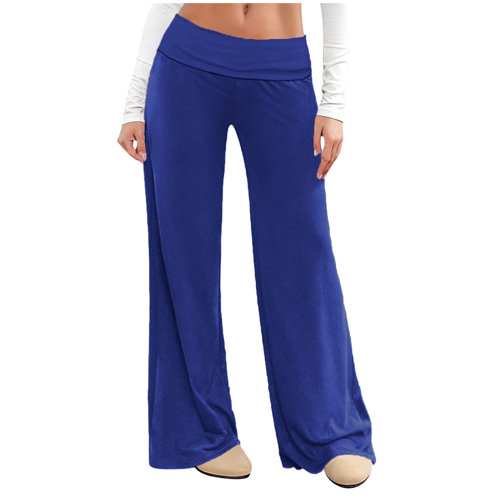 JGGSPWM Wide Leg Palazzo Pants for Women Solid Color High Waist Casual ...
