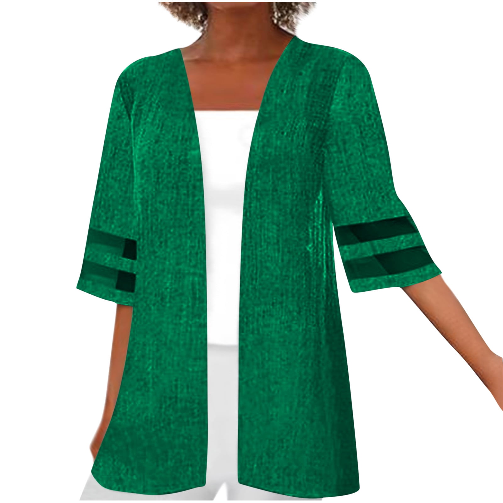JGGSPWM Women Elbow-Length Tops Modern Cardigan Lovely Tunic Open Front ...