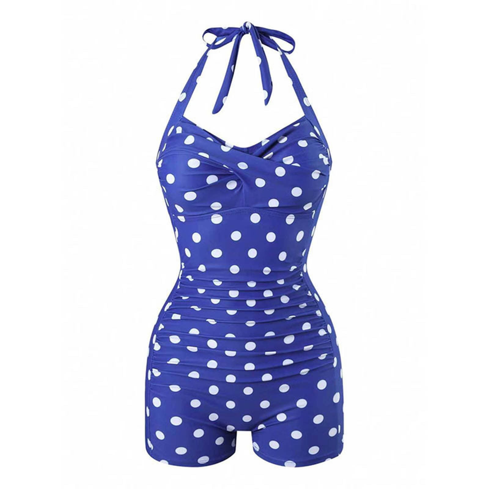 JGGSPWM Women One Piece Swimsuits with Shorts Tummy Control Retro ...