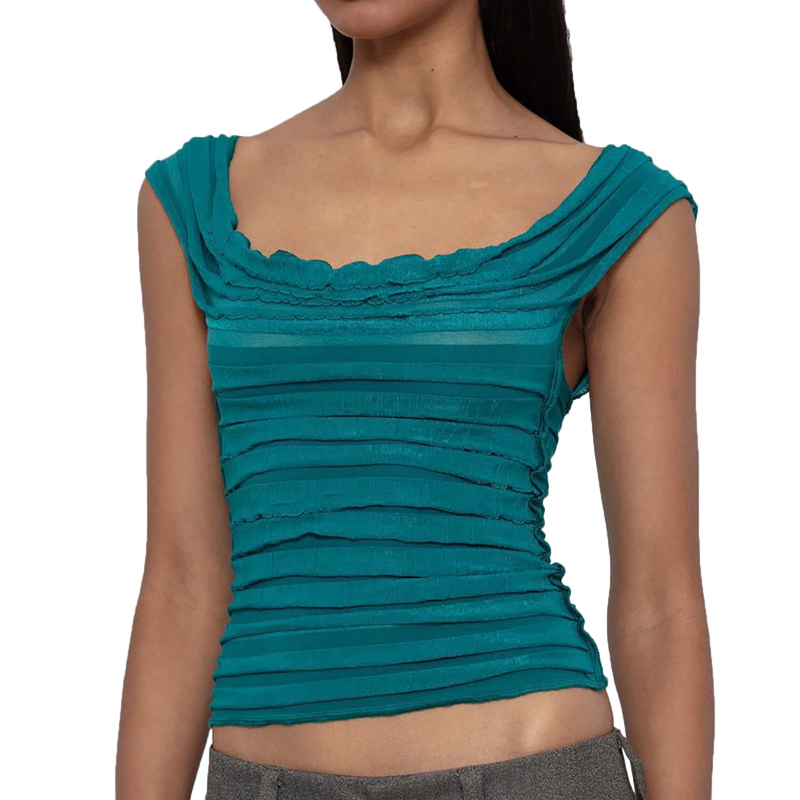 JGGSPWM Women Sleeveless Tie One Shoulder Asymmetric Y2k Sexy Summer ...