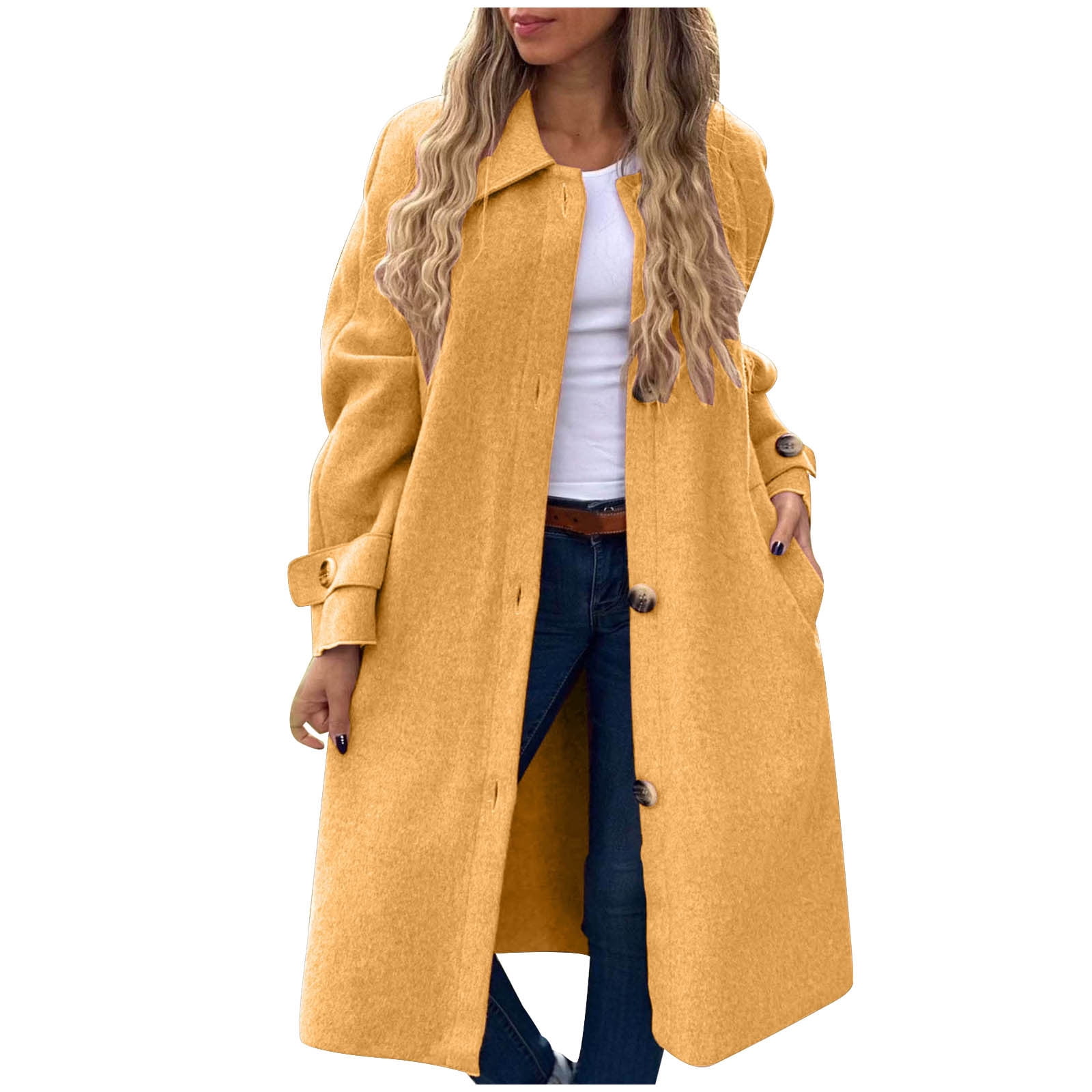 JGGSPWM Women's Elegant Pea Coat Single Breasted Winter Overcoat with ...