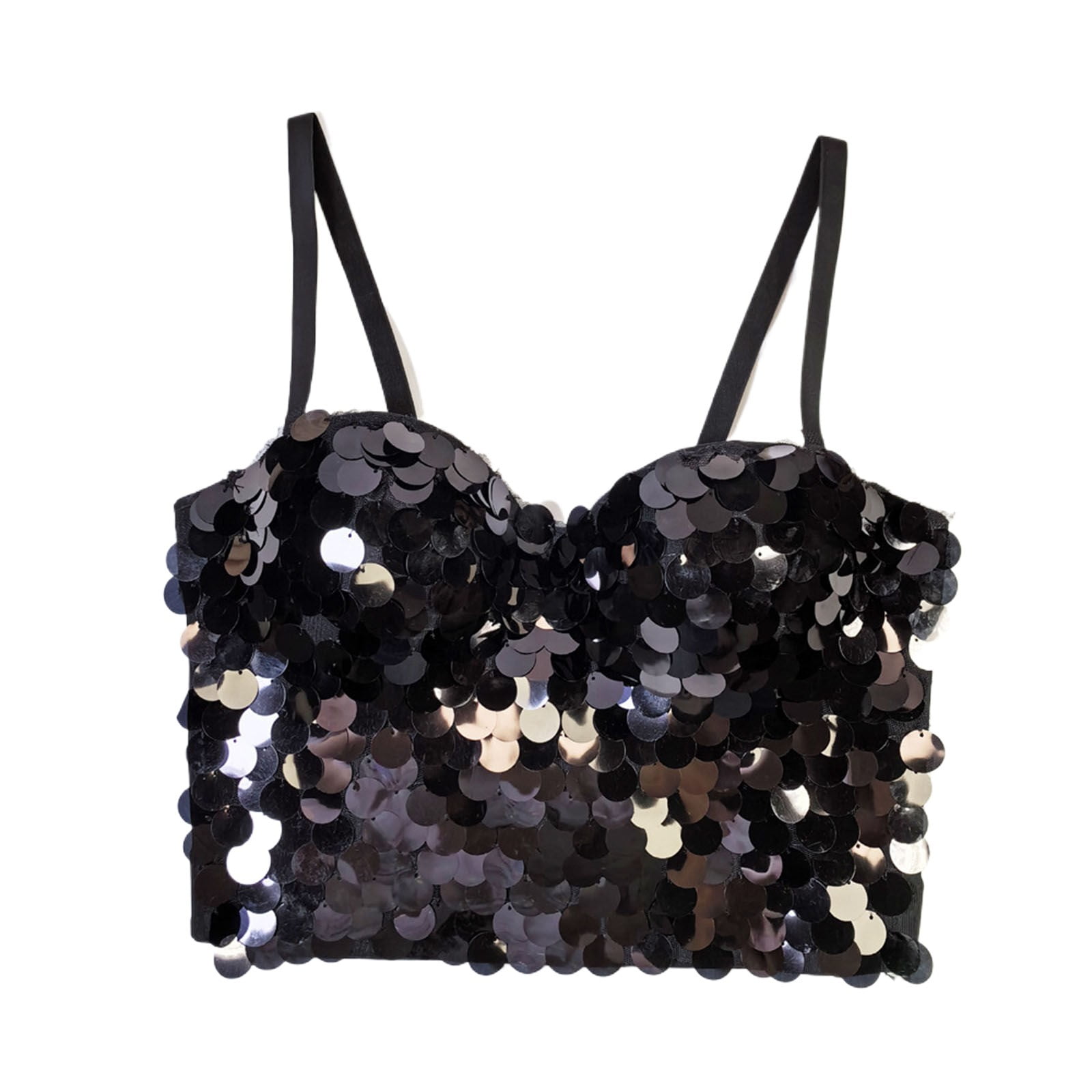 JGGSPWM Women's Fashion Corset Fishbone Bra Wearing Sequin Bead Hanging ...