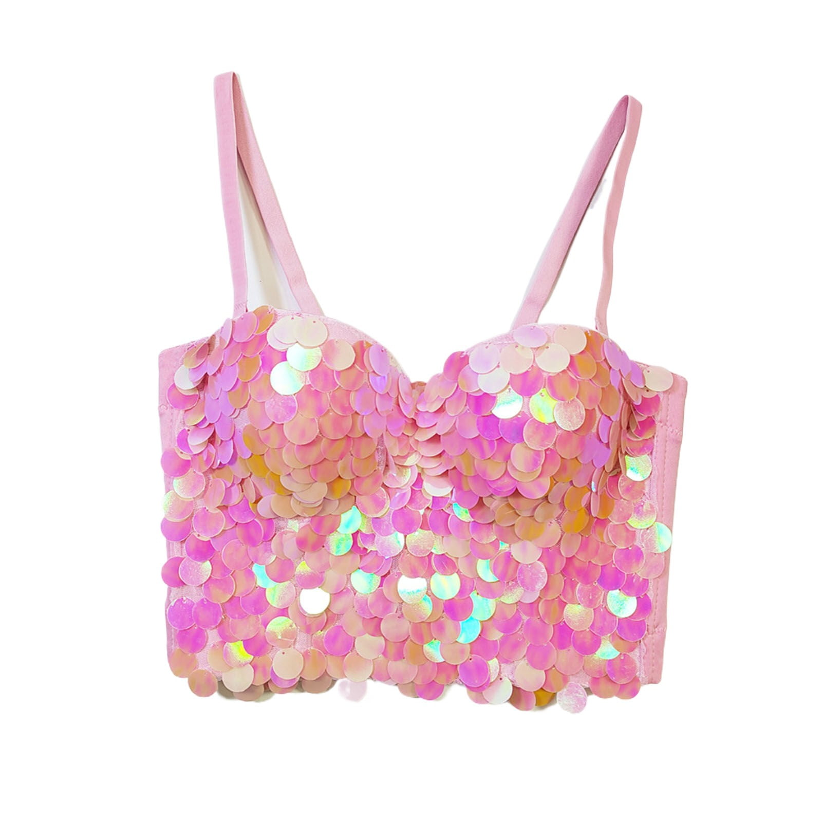 JGGSPWM Women's Fashion Corset Fishbone Bra Wearing Sequin Bead Hanging ...