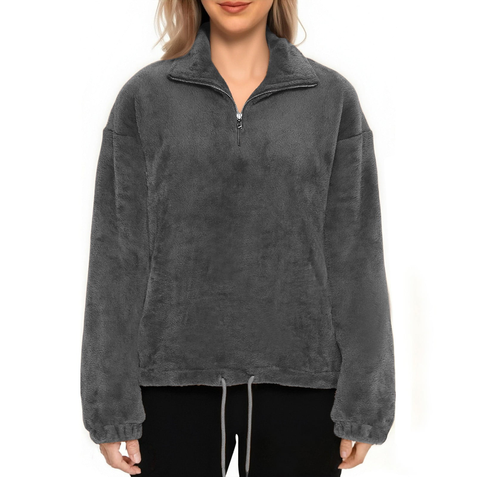 JGGSPWM Women's Quarter Zip Sherpa Fleece Pullover Lightweight Fuzzy ...