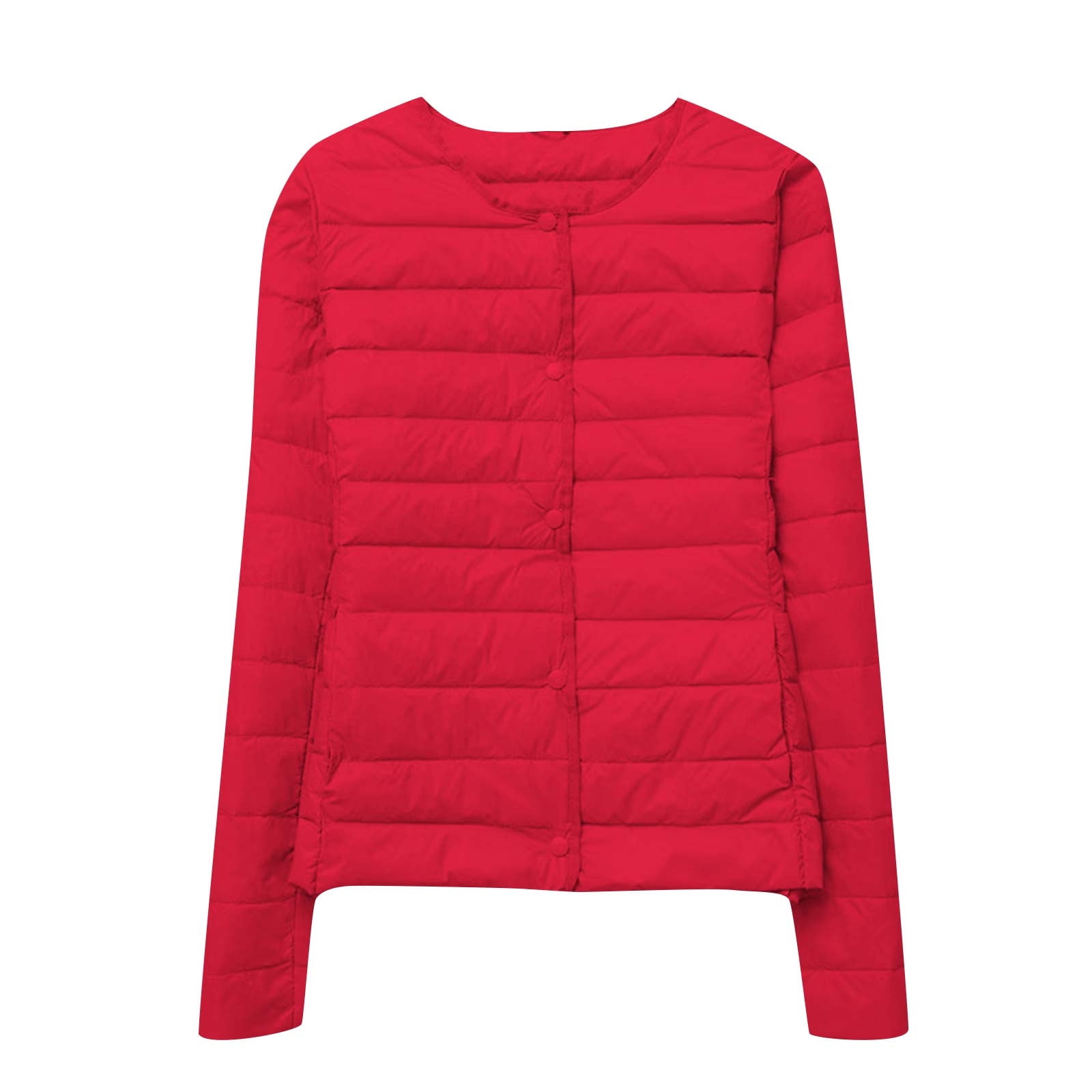 JGGSPWM Women's Quilted Puffer Jacket Solid Button Down Long Shacket ...