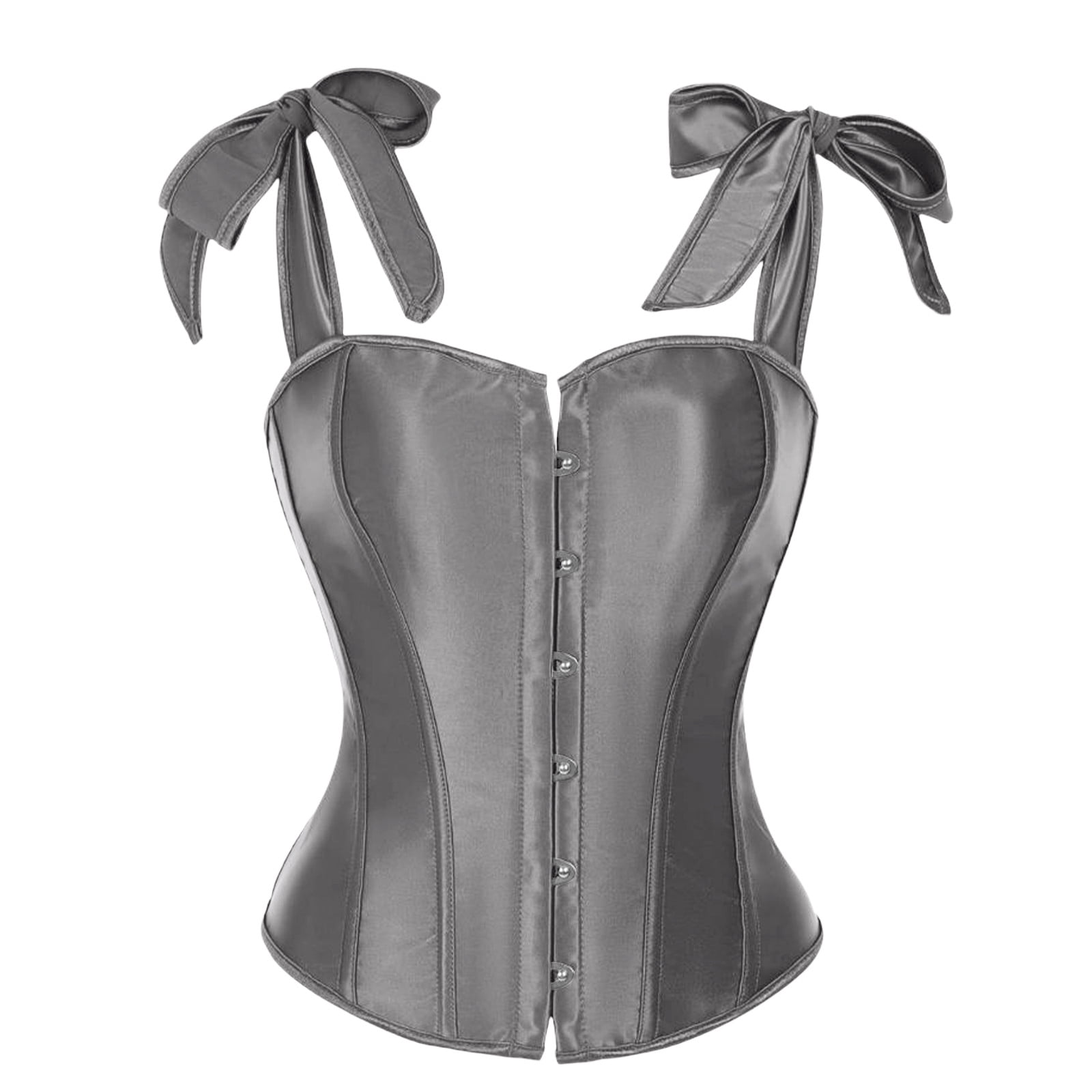 JGGSPWM Women's Satin Corset Tops Adjustable Tie Strap Low Cut Bustier ...