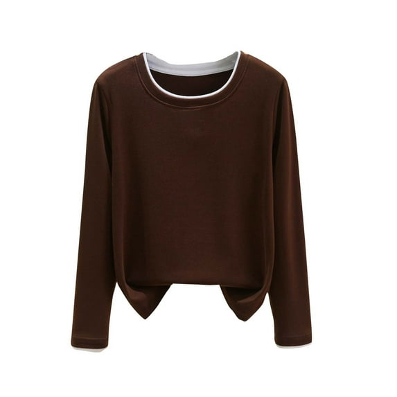 JGGSPWM Women's Thermal Tops Fleece Shirts Spring Autumn Underwear ...