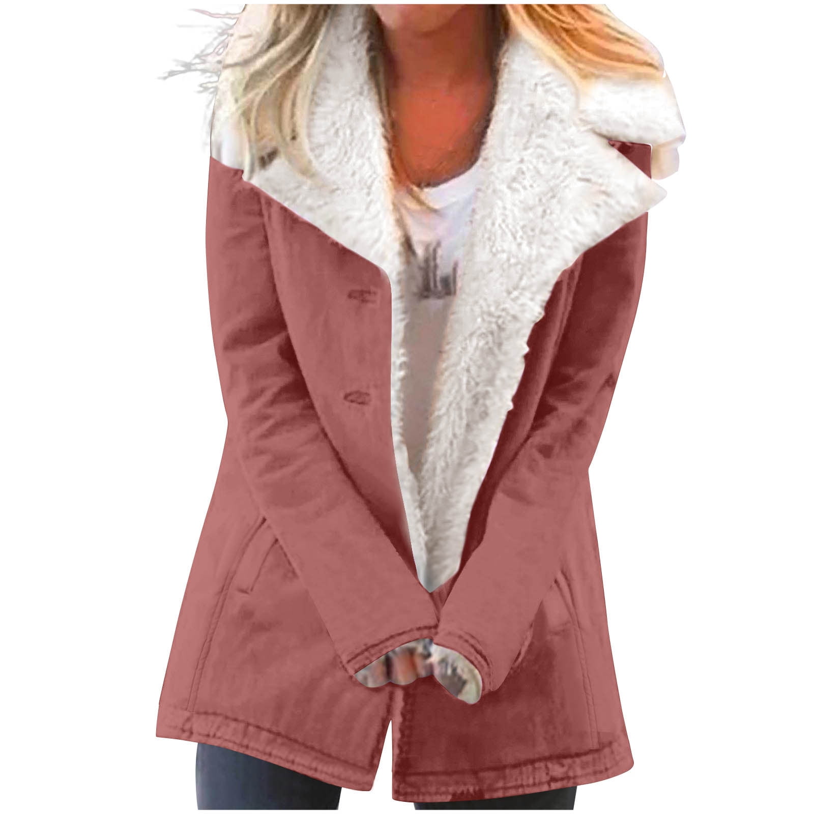 JGGSPWM Women's Winter Warm Jean Jacket Stand Collar Wool Liner Sherpa ...