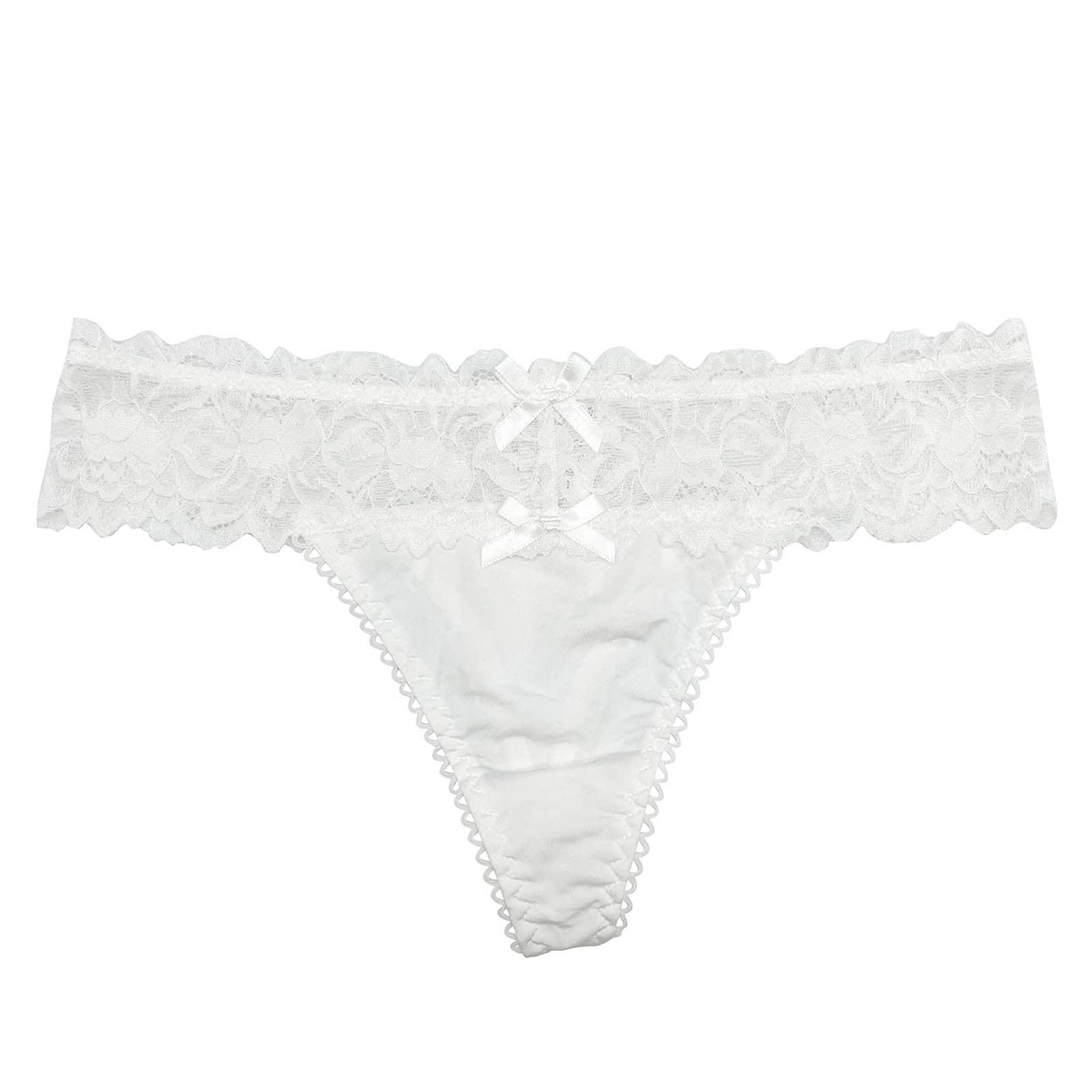 Jggspwm Womens See Throught G String Sheer Lace Criss Cross Panties White L