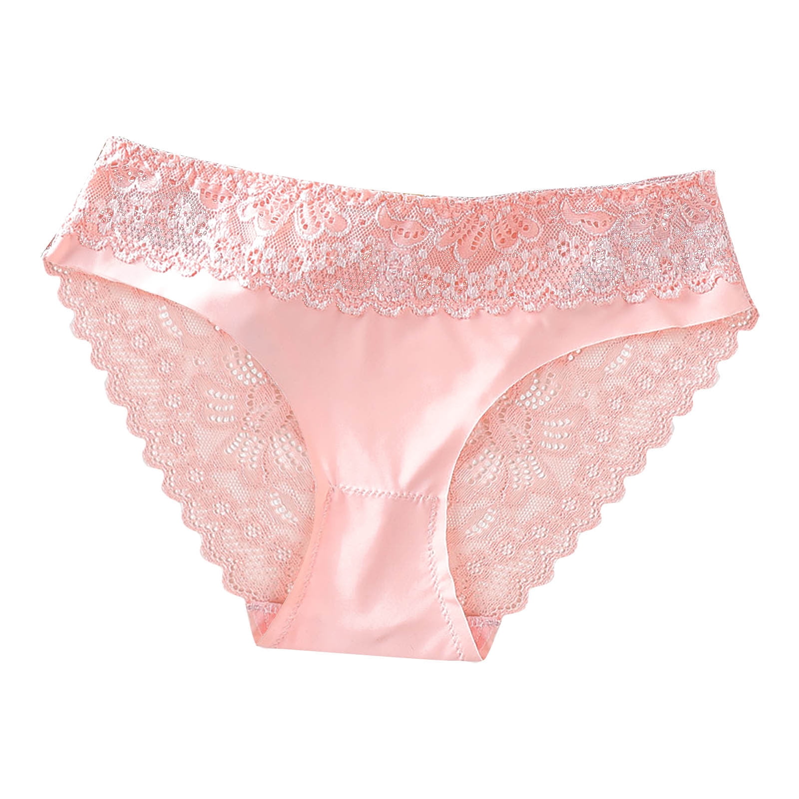 Jggspwm Womens See Throught Panties Stitching Lace Sheer Briefs Pink M